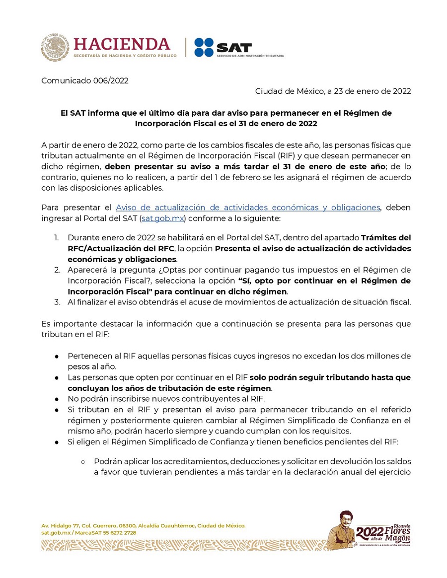 Si estás en el Régimen de Incorporación fiscal y quieres seguir, debes ... Si estás en el Régimen de Incorporación fiscal y quieres seguir, debes ...